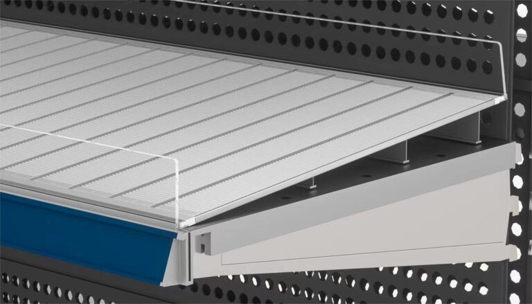 Gravity Shelf Roller Track Overlays with Riser