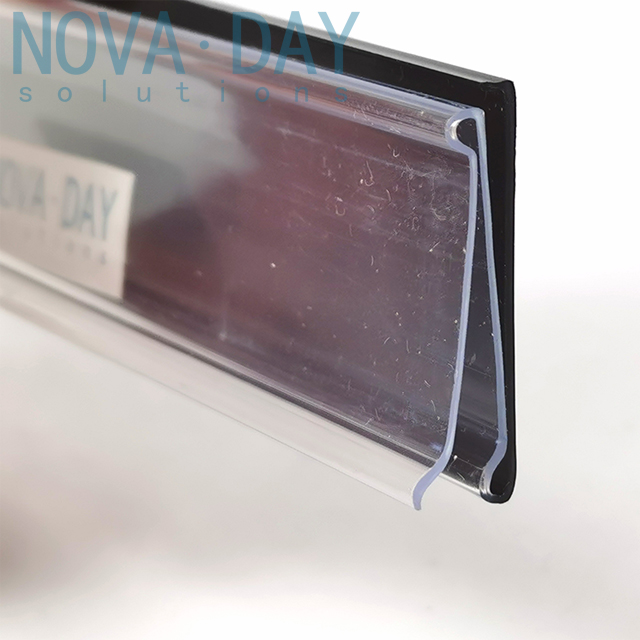 Flat shelf self adhesive plastic data strip with double label holders,# ...