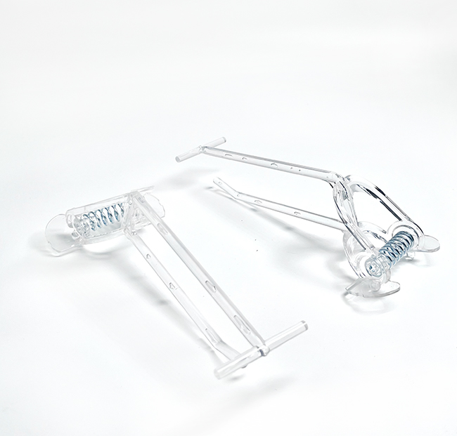Shelf edge spring adjusted plastic hook